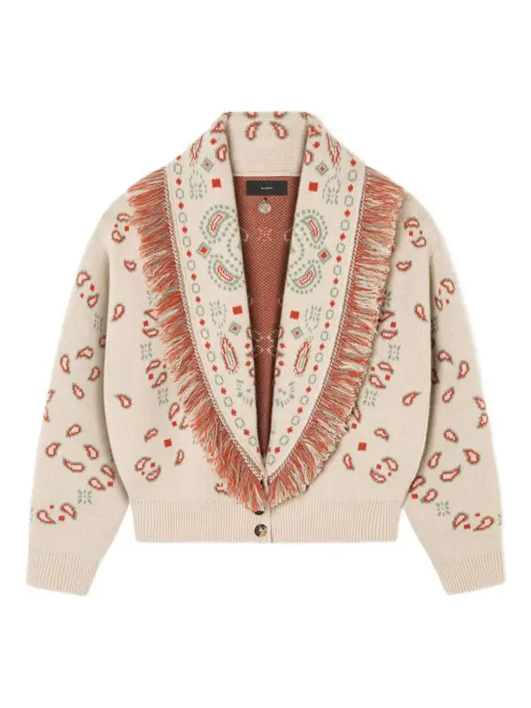 Alanui Bandana Jacquard Cashmere And Wool Cardigan