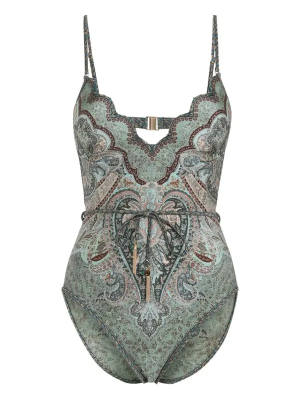 Zimmermann Wanderlust Paisley Print Swimsuit - Green