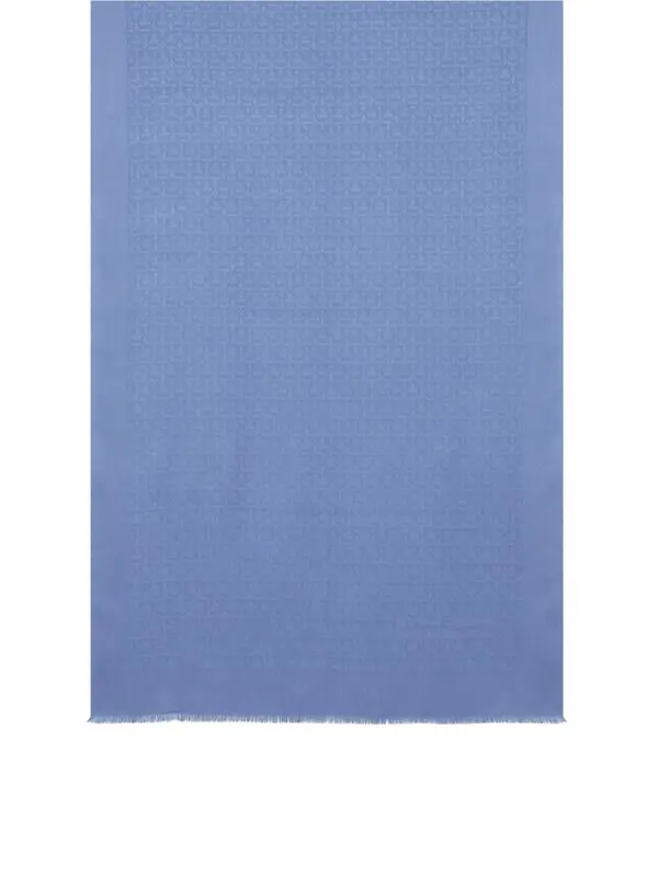 FERRAGAMO Gancini Silk And Wool Stole - Clear Blue