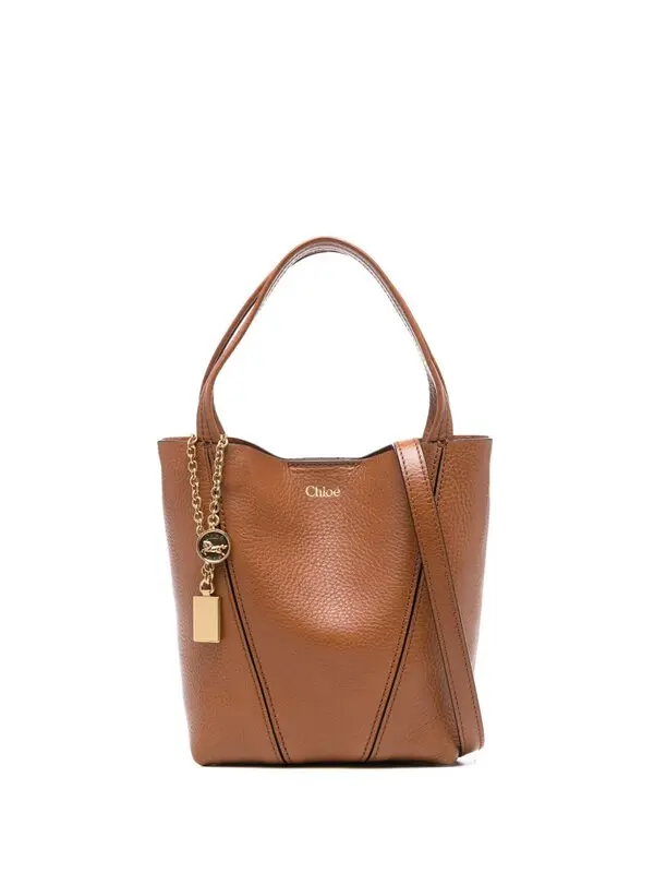 Chloé Spin Small Leather Tote - Leather Brown