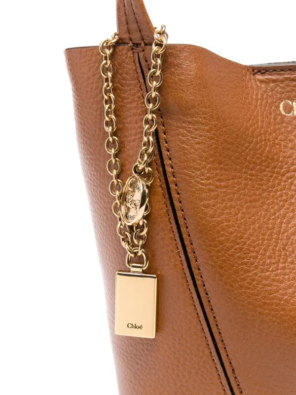 Chloé Spin Small Leather Tote - Leather Brown