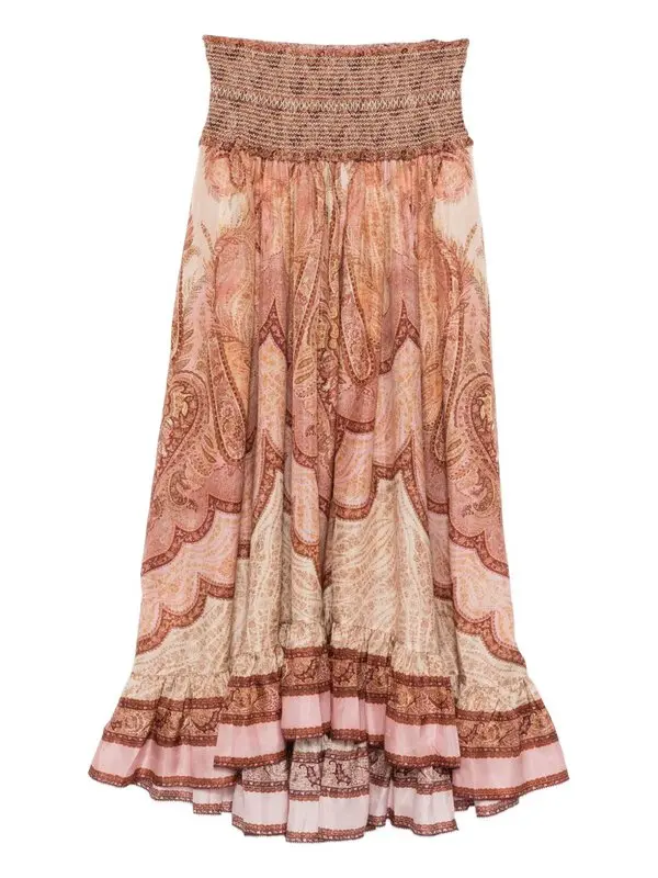 Zimmermann Wanderlust Silk Maxi Skirt - Red
