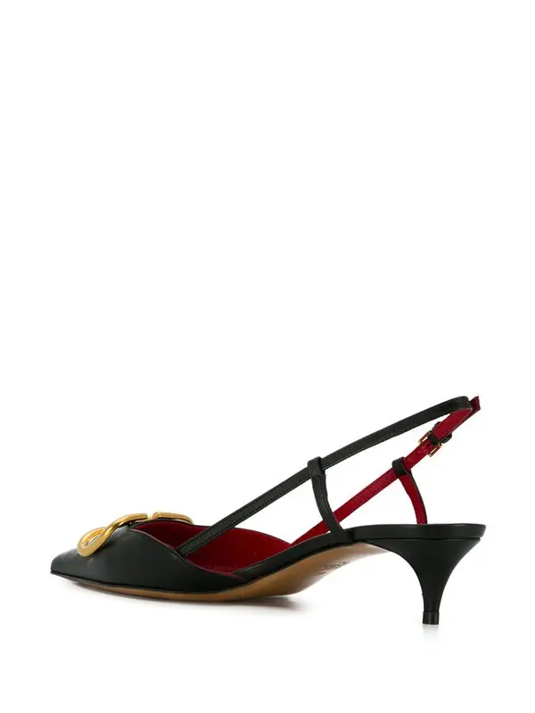 Valentino Garavani Vlogo Signature Leather Slingback Pumps - Black