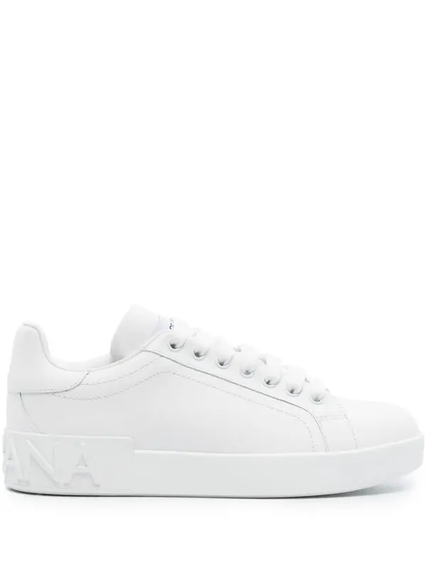 Dolce & Gabbana Portofino Leather Sneakers - White