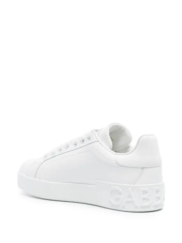 Dolce & Gabbana Portofino Leather Sneakers - White