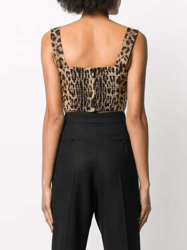 Dolce & Gabbana Leopard Print Bustier Top - Brown