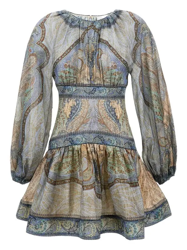 Zimmermann Wanderlust Cotton And Silk Mini Dress - Blue