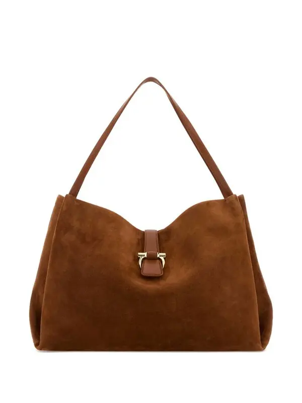 FERRAGAMO Medium Leather Shoulder Bag - Beige