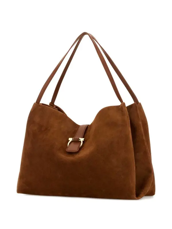 FERRAGAMO Medium Leather Shoulder Bag - Beige