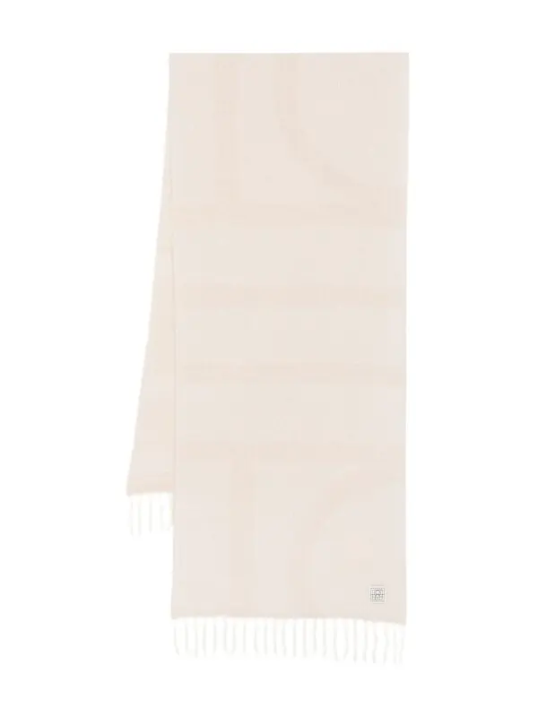 TOTEME Monogram Wool Scarf - Beige