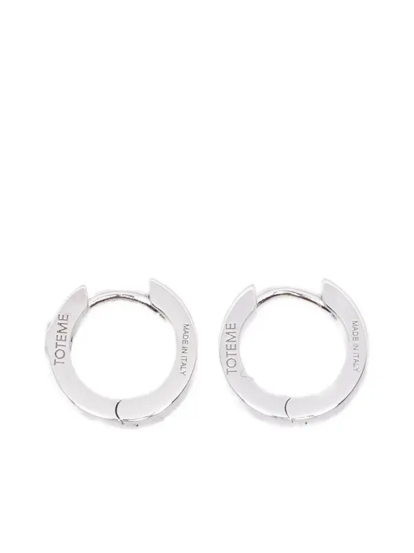 TOTEME Engraved Logo Hoop Earrings - Silver