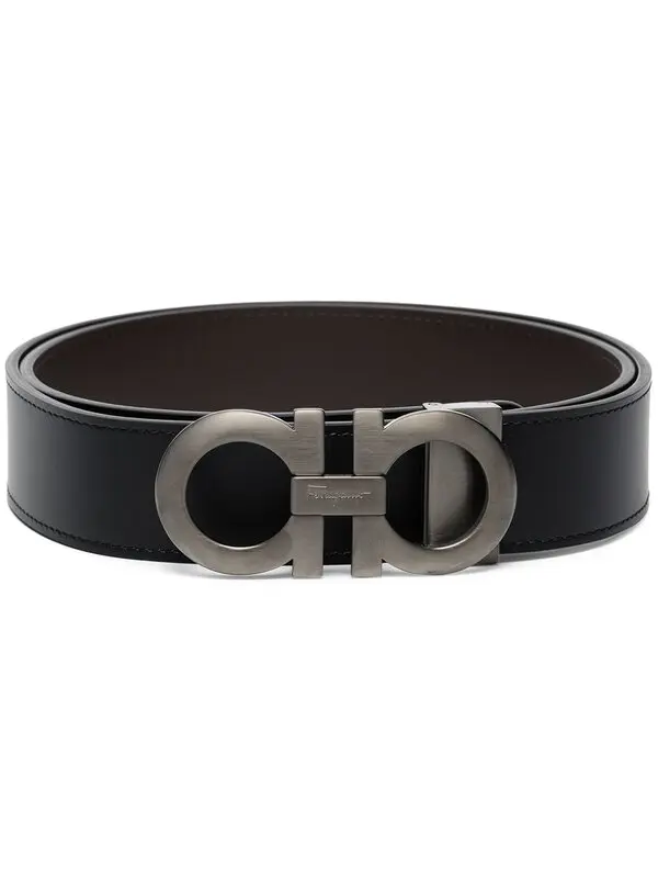 FERRAGAMO Gancini Leather Belt - Black