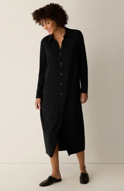 Eileen Fisher Long-sleeve Oval Jersey Shirtdress
