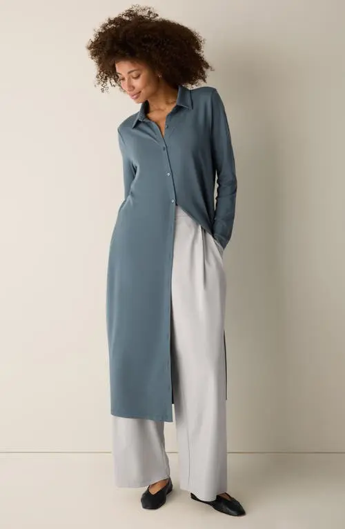 Eileen Fisher Long-sleeve Oval Jersey Shirtdress