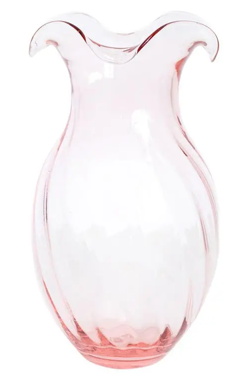 VIETRI Hibiscus Fluted Glass Vase - Pink