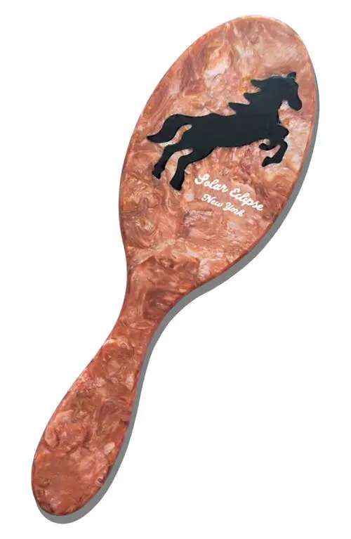 SOLAR ECLIPSE Hand Painted Mustang Hairbrush