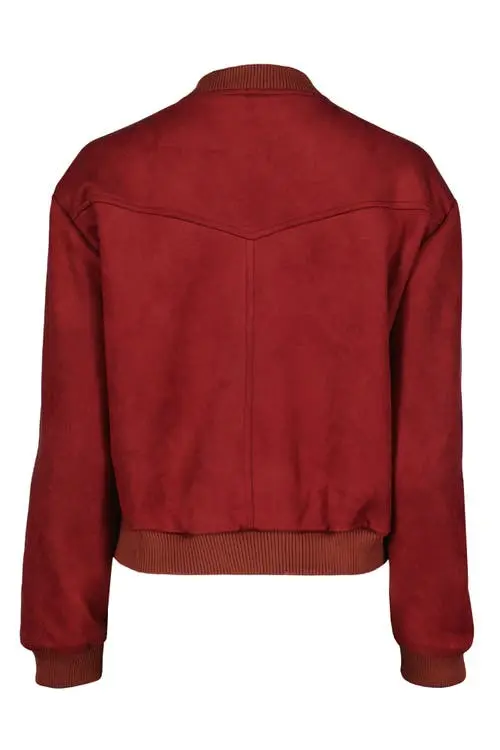 BISHOP + YOUNG Chelsea Faux Suede Bomber Jacket - Crimson