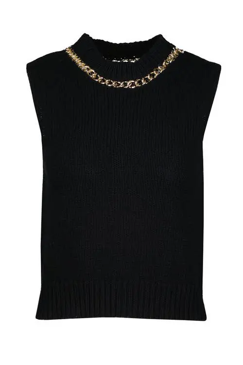 BISHOP + YOUNG Savoy Chain Detail Sweater Tank - Black