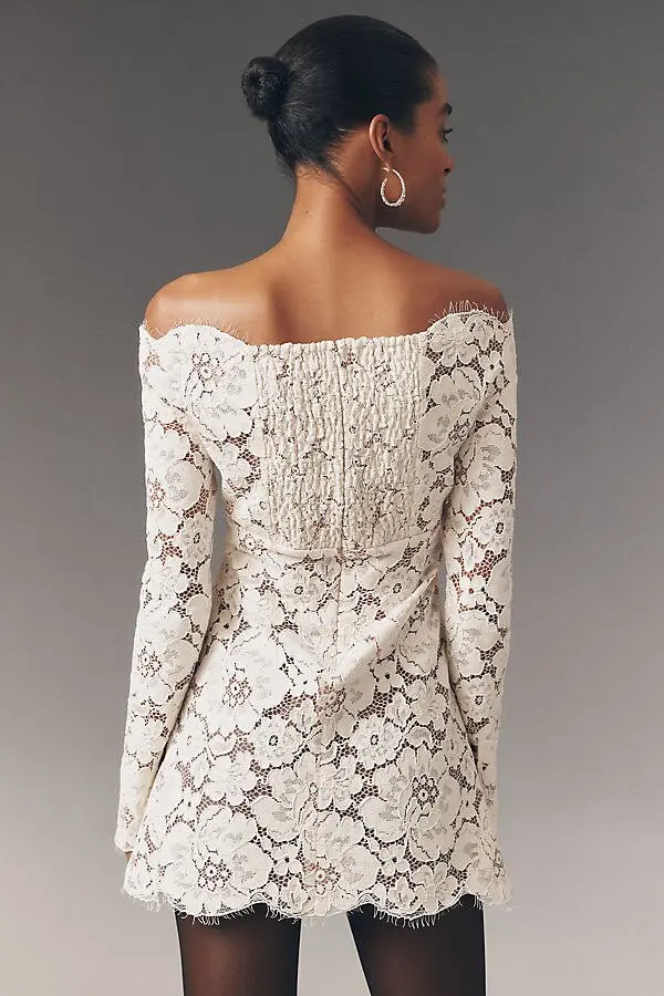 Retrofete Perdita Lace Mini Dress - Ivory