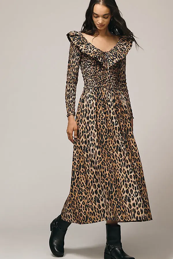 DAMSON MADDER Harper Shirred Midi Dress