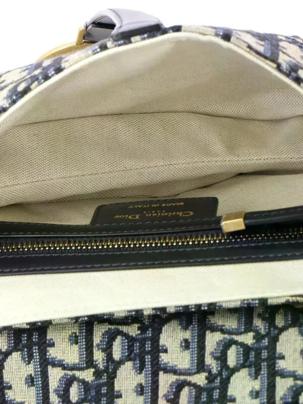 Dior Saddle Handbag With Strap Oblique Canvas Medium Shoulder Bag - Blue