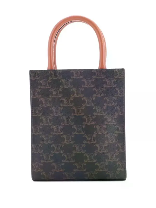 Celine Vertical Cabas Tote Triomphe Coated Canvas Mini Satchel - Brown