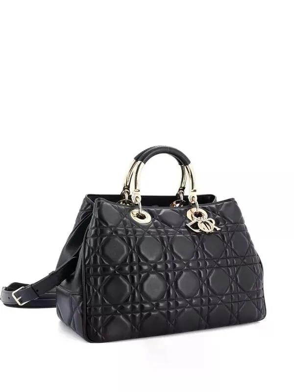Dior Lady 95.22 Large Tote Bag Cannage Embossed Leather - Black