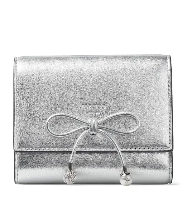 JIMMY CHOO Metallic Leather Marinda Wallet - Silver