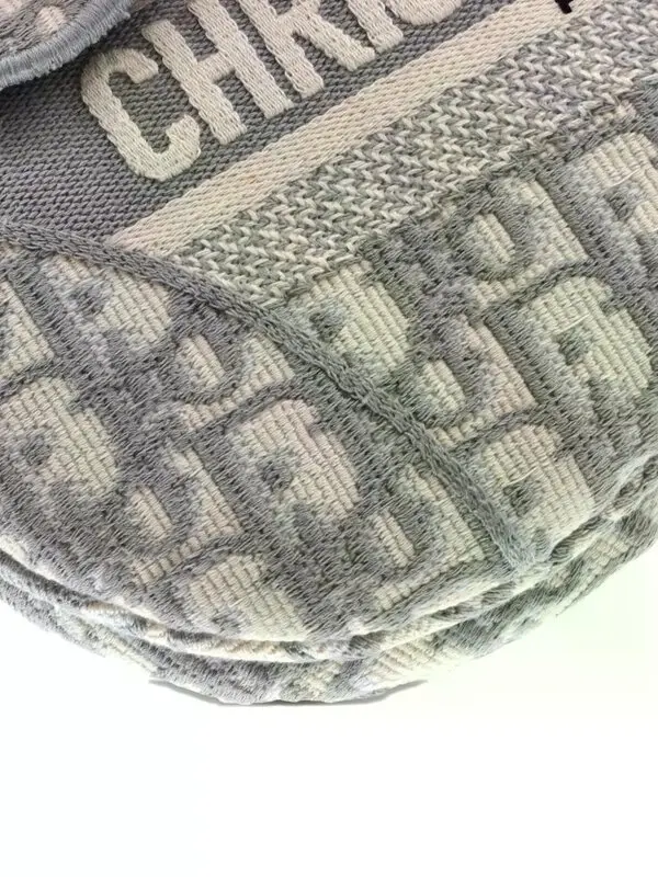 Dior Saddle Handbag Logo Embroidered Oblique Canvas Medium Shoulder Bag - Grey