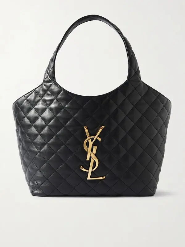 Saint Laurent Icare Medium Matelassé Leather Tote - Black