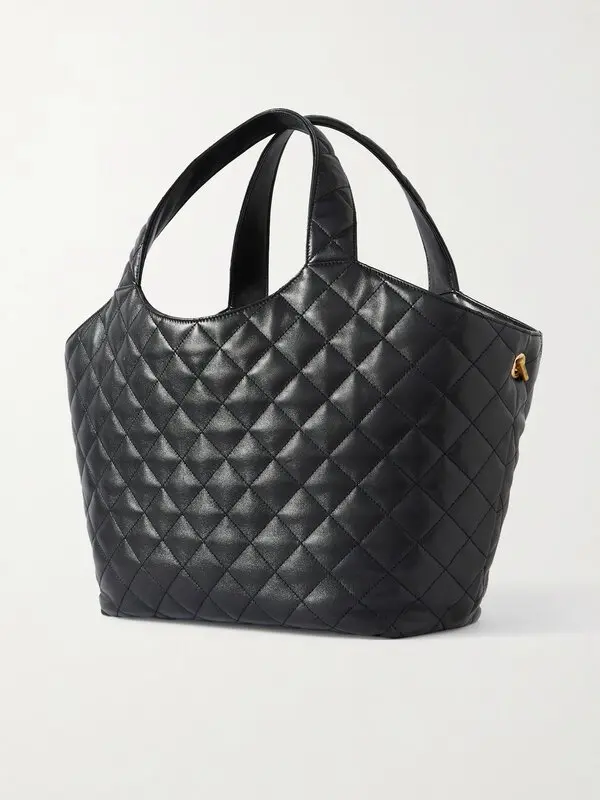 Saint Laurent Icare Medium Matelassé Leather Tote - Black