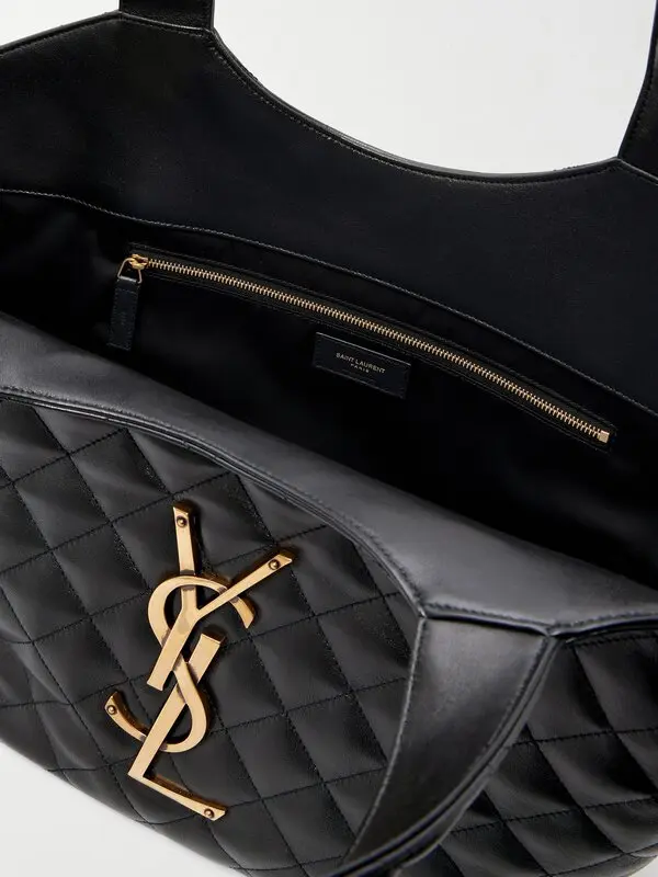 Saint Laurent Icare Medium Matelassé Leather Tote - Black