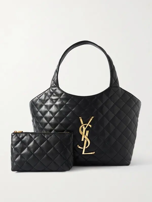Saint Laurent Icare Medium Matelassé Leather Tote - Black