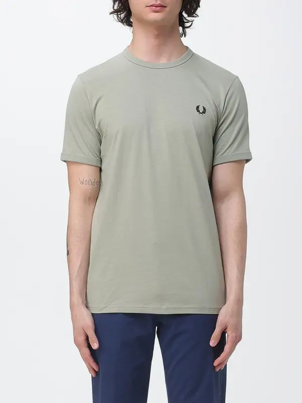 Fred Perry Cotton T-shirt With Mini Logo - Ecru