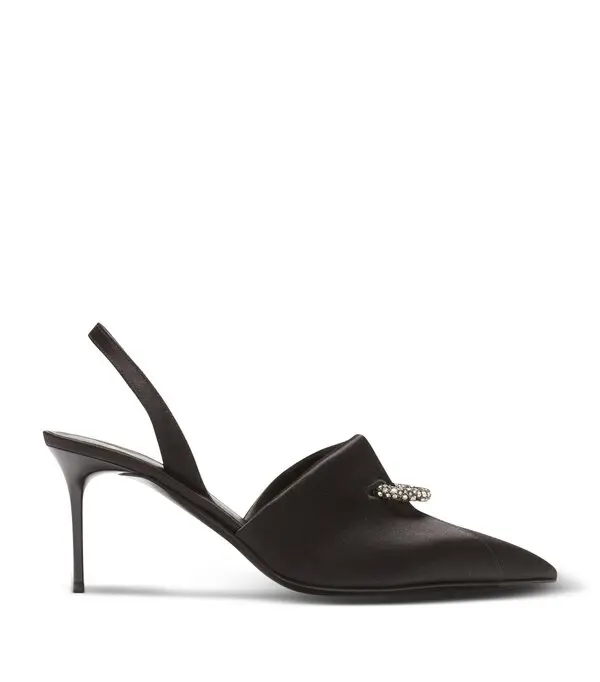 Balmain Satin Slingback Heeled Mules 75