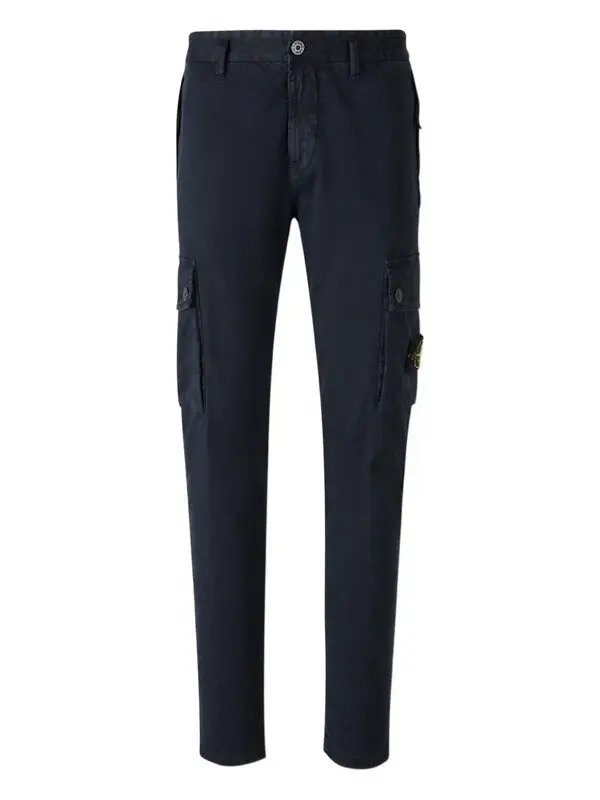 Stone Island Cotton Trousers With Logo - Blue