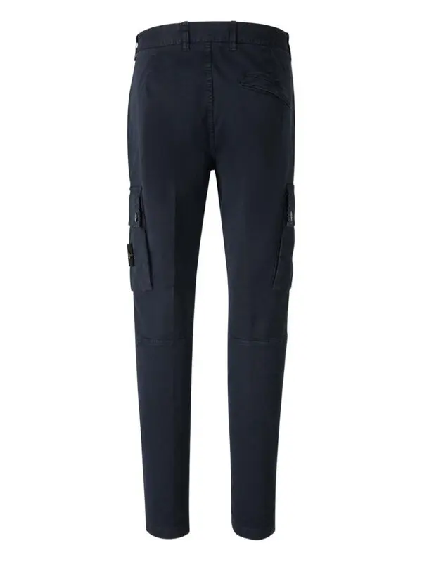 Stone Island Cotton Trousers With Logo - Blue