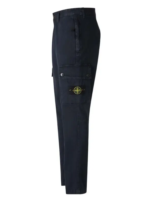 Stone Island Cotton Trousers With Logo - Blue