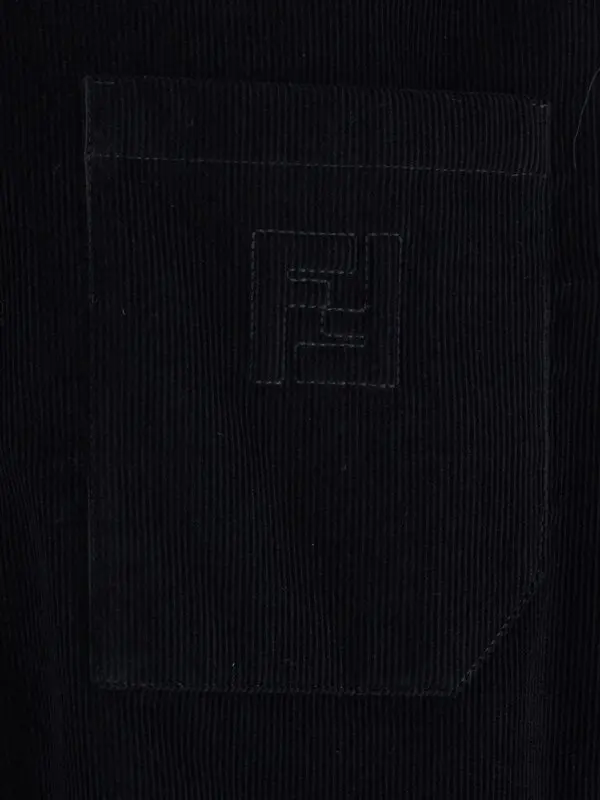 Fendi Shirt With Ff Embroidery - Black