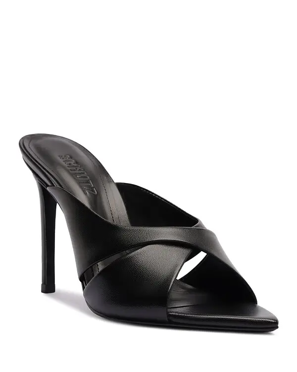 Schutz Maxine Leather Mule Sandals - Black