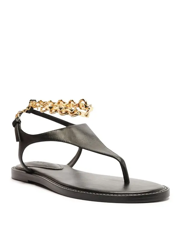 Schutz Lys Leather Thong Sandals - Black