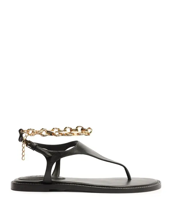 Schutz Lys Leather Thong Sandals - Black
