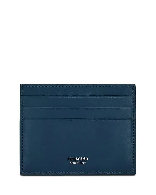 FERRAGAMO Leather Card Holder - Titanic Blue