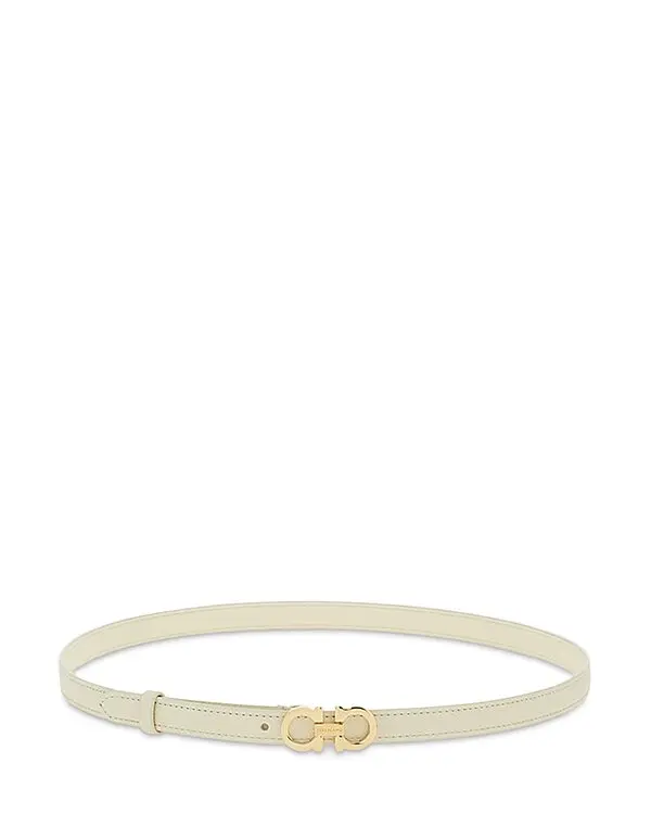 FERRAGAMO Gancini Fixed Leather Belt - Mascarpone