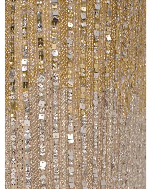 Adrianna Papell Beaded Halter Gown - Silver/gold | Editorialist