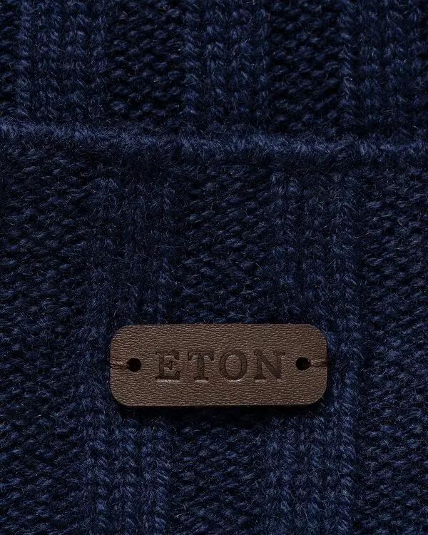 Eton Ribbed Cashmere Beanie - Navy