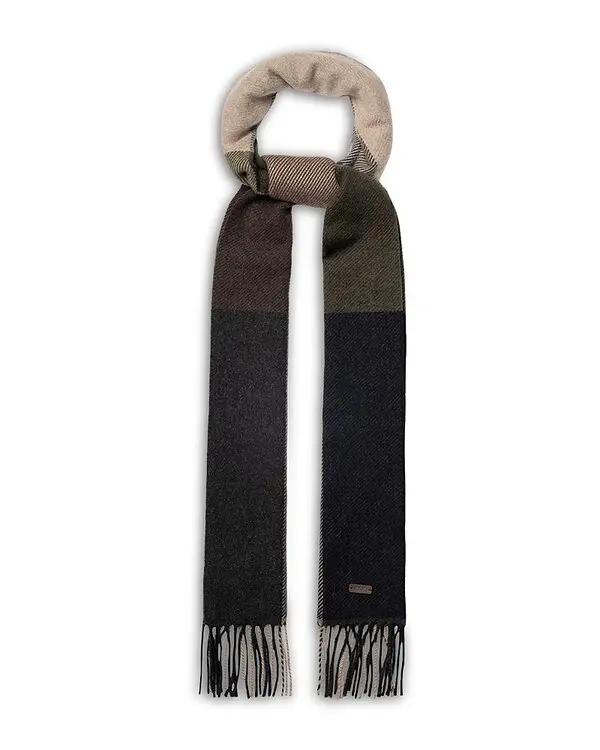 Eton Color Block Cashmere Scarf - Medium Brown