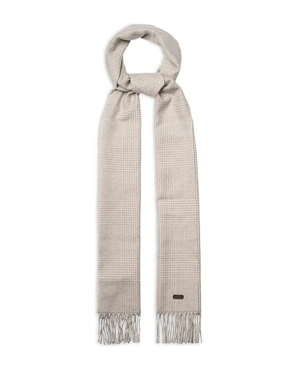 Eton Check Merino Wool Scarf - Light Grey
