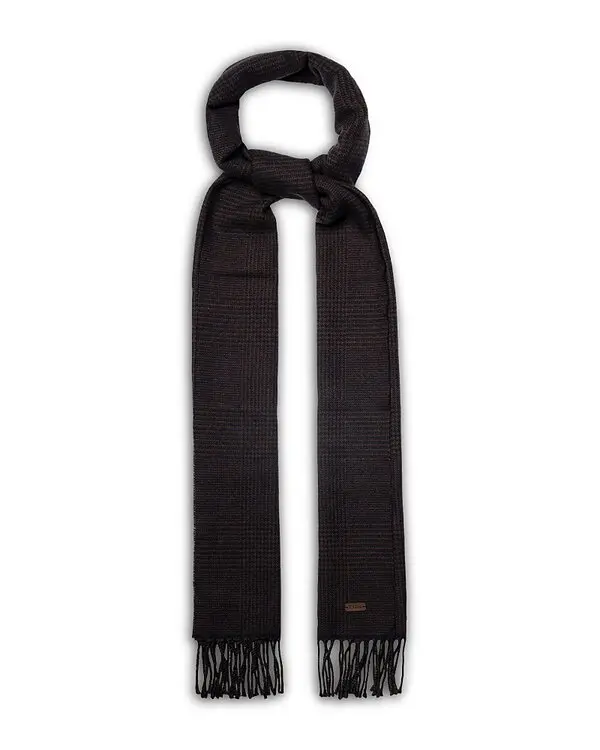 Eton Check Merino Wool Scarf - Medium Brown