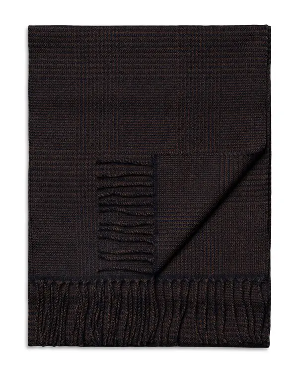Eton Check Merino Wool Scarf - Medium Brown